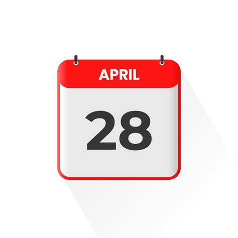28th April Calendar Icon April 28 Calendar Date Month Icon Vector