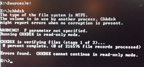 solved cannot run a complete chkdsk from recovery console chkdsk