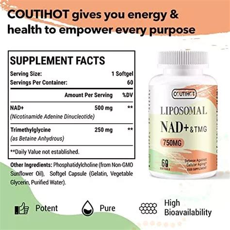 Liposomal Nad 500mg With Tmg 250mg Actual Nad Supplement Not A