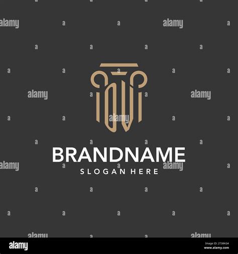 Ov Logo Monogram With Pillar Style Design Vector Stock Vector Image And Art Alamy