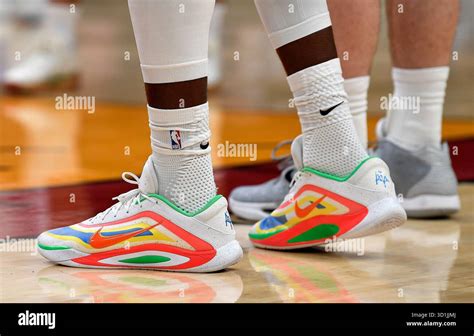 Miami Heat Forward Bam Adebayo Wears Colorful Nike Shoes During The