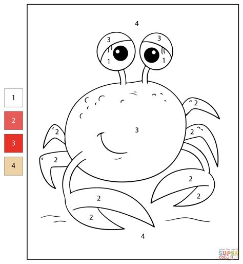 Color By Number Crab Coloring Page Free Printable Coloring Pages