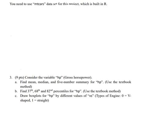Solved You Need To Use Mtcars” Data Set For This Proiect