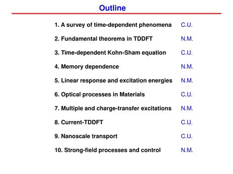 Ppt Time Dependent Density Functional Theory Powerpoint Presentation Id 1589440