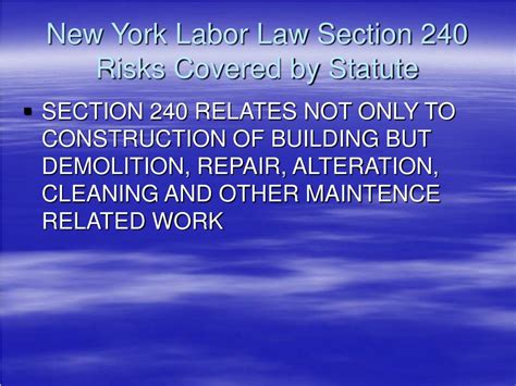 Ppt New Developments In New York Labor Law Sections 200 240 And 241