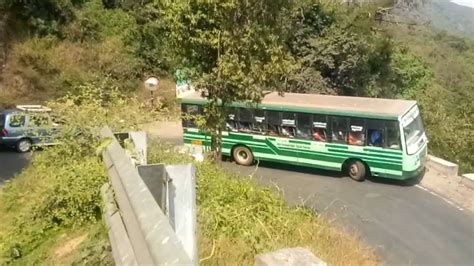 Heavy Loadlorry And Ksrtc And Tnstc Bus Crossing Hairpin Bend Dhimbam Hills