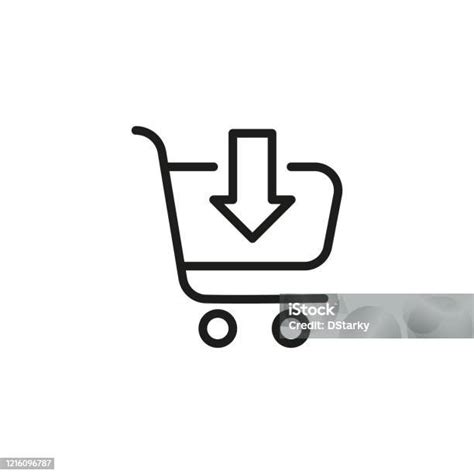 간단한 쇼핑 카트 라인 아이콘입니다 가방에 대한 스톡 벡터 아트 및 기타 이미지 가방 개념 고객 Istock
