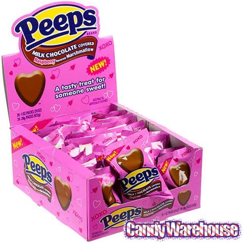 Peeps Milk Chocolate Covered Marshmallow Hearts Piece Box Bestcandyshop