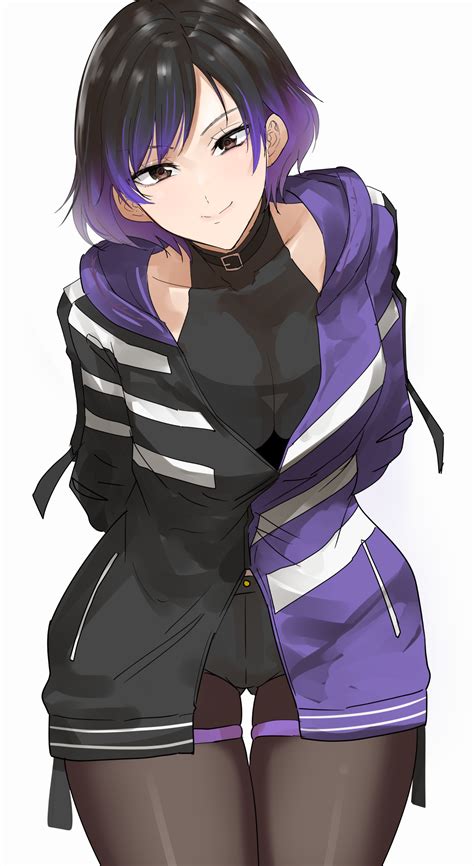 Rule 34 1girls Arms Behind Back Black And Purple Hair Breasts Clash