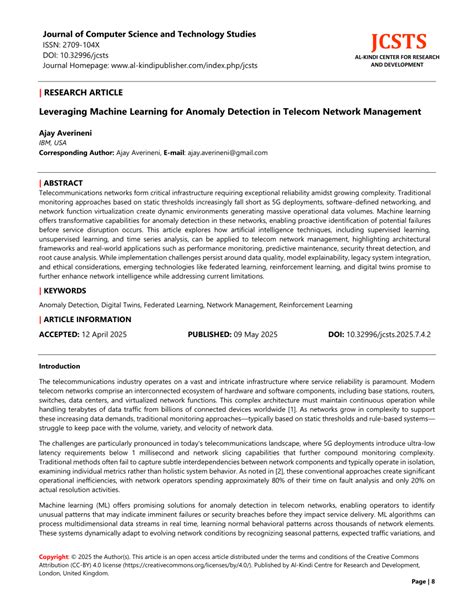 Pdf Leveraging Machine Learning For Anomaly Detection In Telecom Network Management