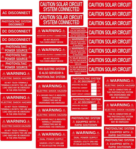 62 Pack Premium Solar Pv System Labels Uv Resistant Nec