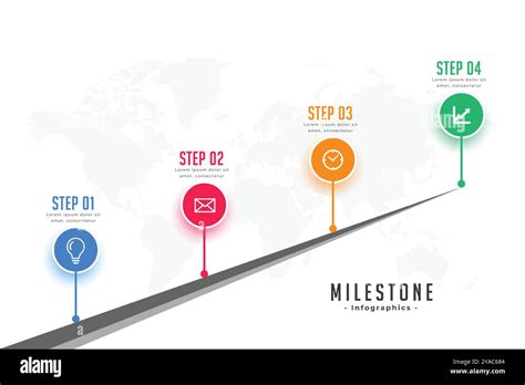 Milestone Workflow Map Layout With Four Step Plan Vector Stock Vector