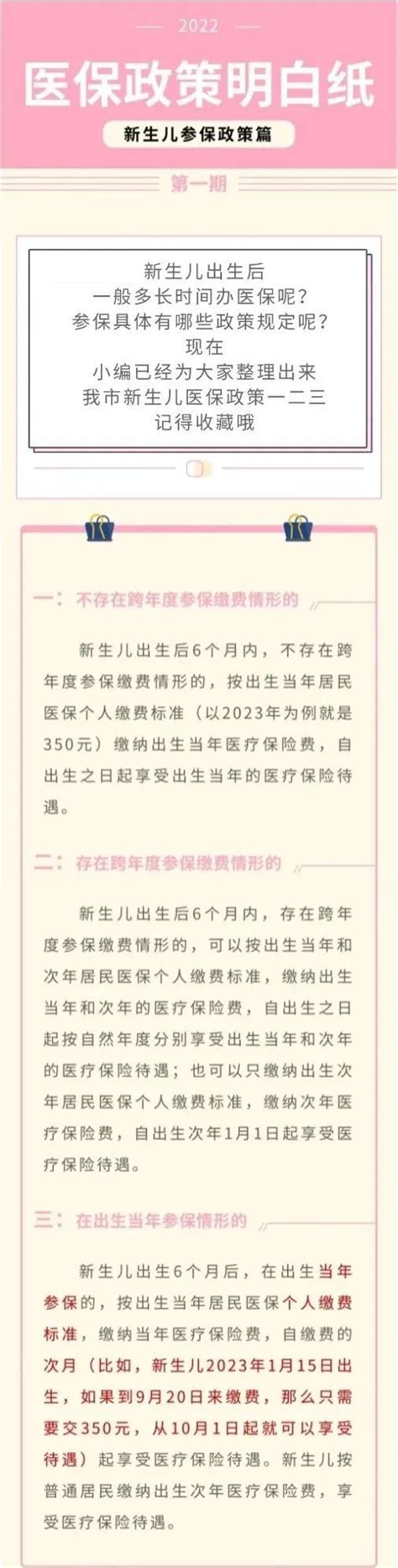 济宁医保：城乡居民医疗保险 新生儿参保政策