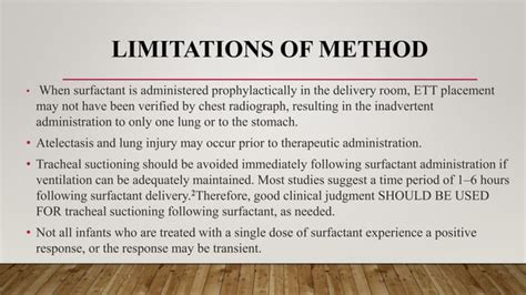Surfactant Therapy Medical Administration Of Exogenous Surfactant Pptx