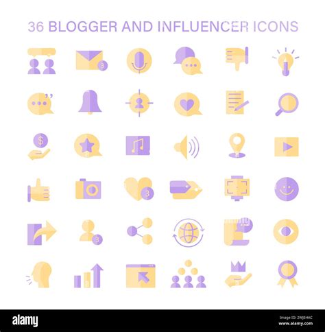 Blogger And Influencer Icons Set Versatile Icons For Content Creation Audience Engagement And
