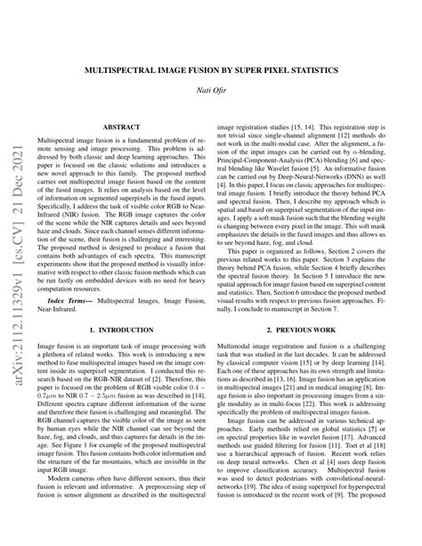 Pdf Multispectral Image Fusion Based On Super Pixel Segmentation