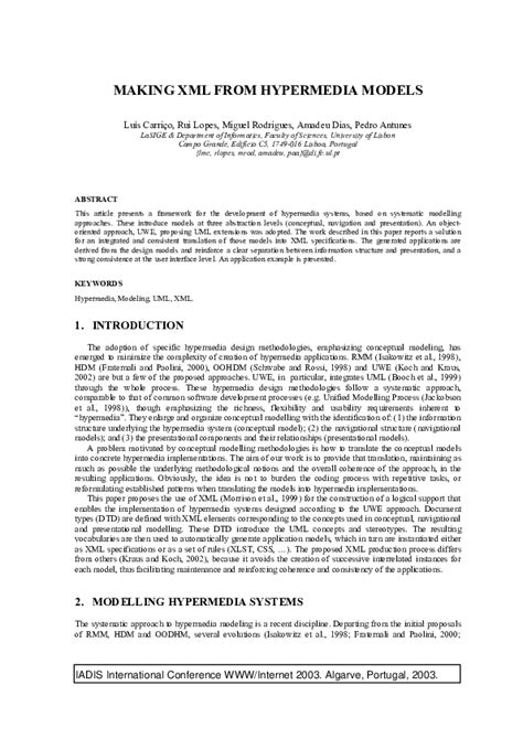 Pdf Making Xml From Hypermedia Models
