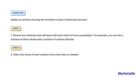 SOLVED Explain An Activity Showing The Formation Of Ppt In Chemcial Reactions