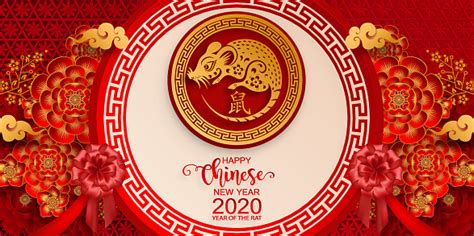 행복 한 중국 새 해 2020 조디악 로그인 골드 쥐 종이 잘라 예술과 공예 스타일 컬러 배경 2020년에 대한 스톡 벡터 아트