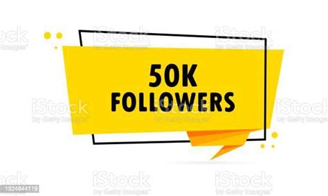 50 K 추종자 종이 접기 스타일의 음성 거품 배너 50 K 추종자 텍스트스티커 디자인 템플릿 벡터 Eps 10 흰색 배경에 격리 개념에 대한 스톡 벡터 아트 및 기타