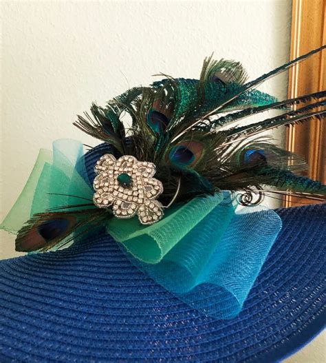 Royal Blue Peacock Hat Kentucky Derby Hat Garden Party Hat Etsy