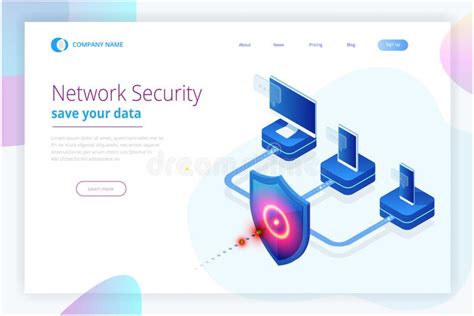 Isometric Protection Network Security And Safe Your Data Concept Web