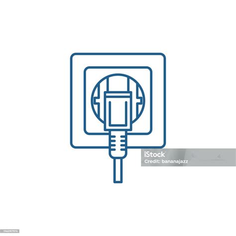 Konsep Ikon Garis Soket Simbol Vektor Datar Soket Tanda Ilustrasi