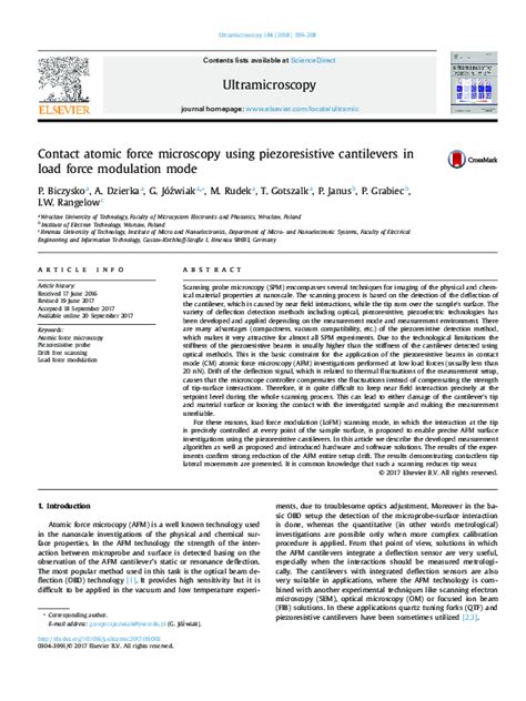 Pdf Contact Atomic Force Microscopy Using Piezoresistive Cantilevers In Load Force Modulation Mode