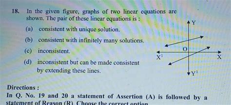 18 In The Given Figure Graphs Of Two Linear Equations Are Shown The