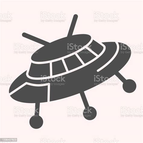 Ufo 글리프 아이콘입니다 외계인 우주선 천문학 벡터 디자인 개념 흰색 배경에 단단한 스타일 그림 웹 및 응용 프로그램에 사용