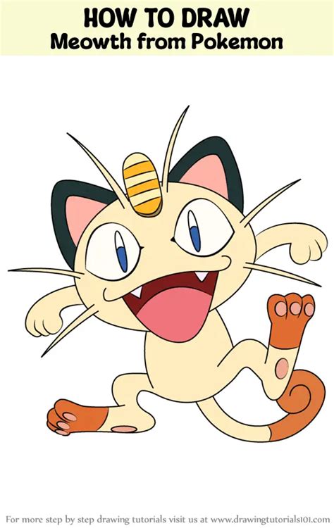 How To Draw Meowth From Pokemon Pokemon Step By Step