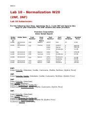 Lab 10 Jmanalac1 DBS211 Docx DBS211 Lab 10 Normalization W20 2NF