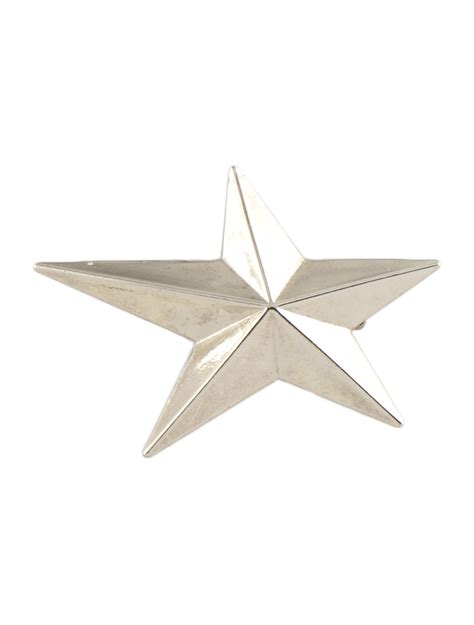 Thierry Mugler Star Brooch Pin Silver Tone Metal Pendant Brooches