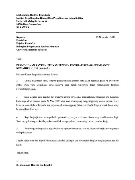 Surat Sambung Kontrak Pdf