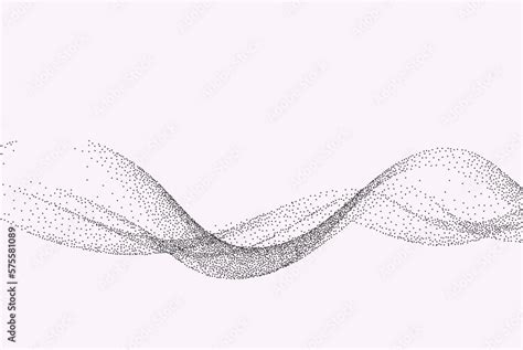 Digital Dynamic Particle Wave Abstract Wave Flow On A White Background Big Data Visualization