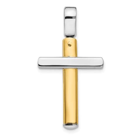 Leslies 14k Two Tone Polished Cross Pendant
