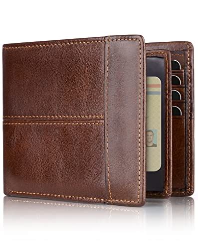 Swallowmall Mens Wallet RFID Genuine Leather Bifold Wallets For Men ID