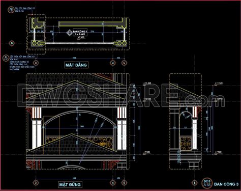 167 Autocad Drawings Of The Detailed Vertical Face Of A Balcony