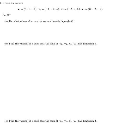 Solved Given The Vectors Chegg
