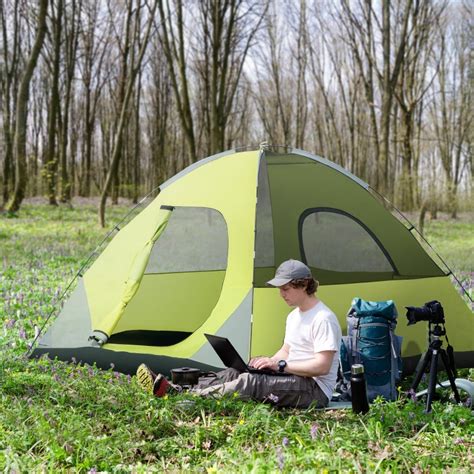 Outsunny 6- Person Family Dome Tent with Removable Rain Fly, Waterproof ...