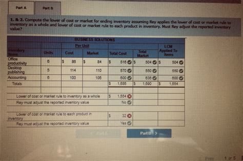 Solved Part A Part B 1 2 Compute The Lower Of Cost Or Chegg
