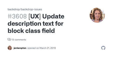 Ux Update Description Text For Block Class Field · Issue 3608 · Backdropbackdrop Issues · Github