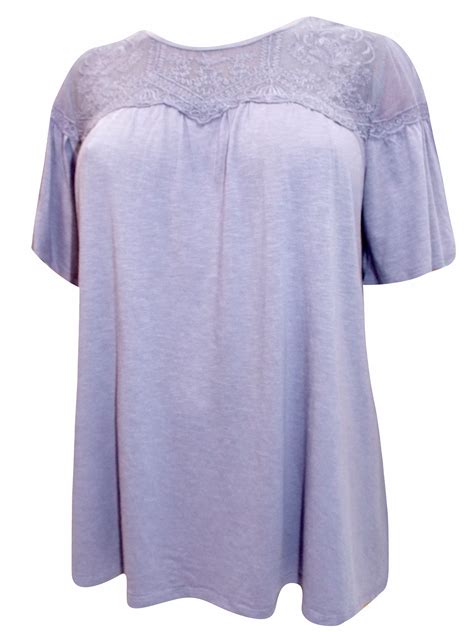 Sonoma Sonoma Violet Field Embroidered Overlay Mesh Yoke Tee Plus