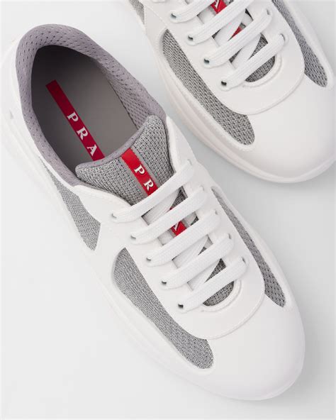 White Prada Americas Cup Soft Rubber And Bike Fabric Sneakers Prada