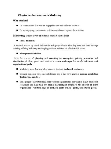 Chapter One Introduction To Marketing Pdf