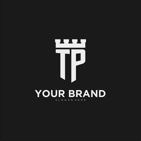 Initials Tp Logo Monogram With Shield And Fortress Design 27934526