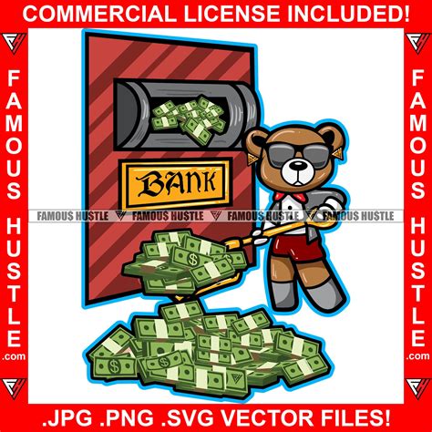 Big Dreams Gangster Teddy Bear Robber Sunglasses Stealing Cash Money B