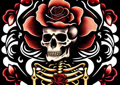 Tattoo Rose Skull Print Vampire Ai Artwork Background Vampire Ai