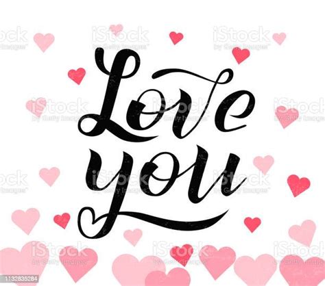 손으로 그린 사랑 흰색 바탕에 마음으로 텍스트 레터링 벡터 일러스트 레이 션 초대장 배너 기호 및 엽서 디자인 결혼식 로맨틱 문구입니다 해피 세인트 발렌타인 데이 서 예