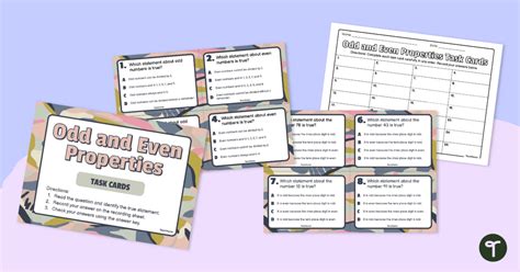3rd Grade Odd And Even Properties Task Cards Teach Starter
